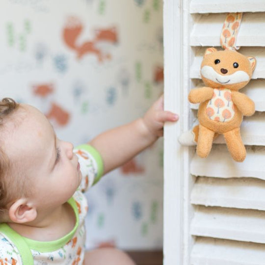 Cute Fox Pram Toy that will Vibrate & Rattle - 100% Organic Cotton ...